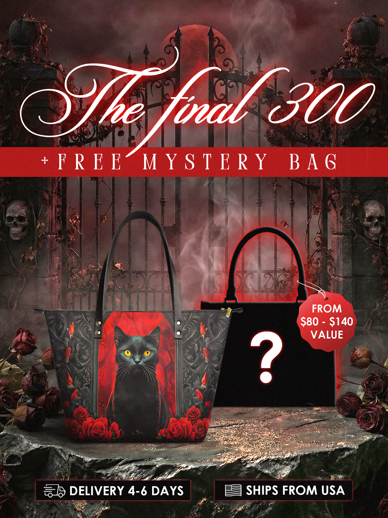 "Nyxrose" Leather Tote Bag The Final 300 Deal – Skullette