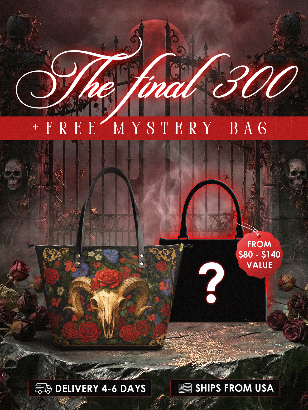 "Rosethorn" Leather Tote Bag The Final 300 Deal – Skullette